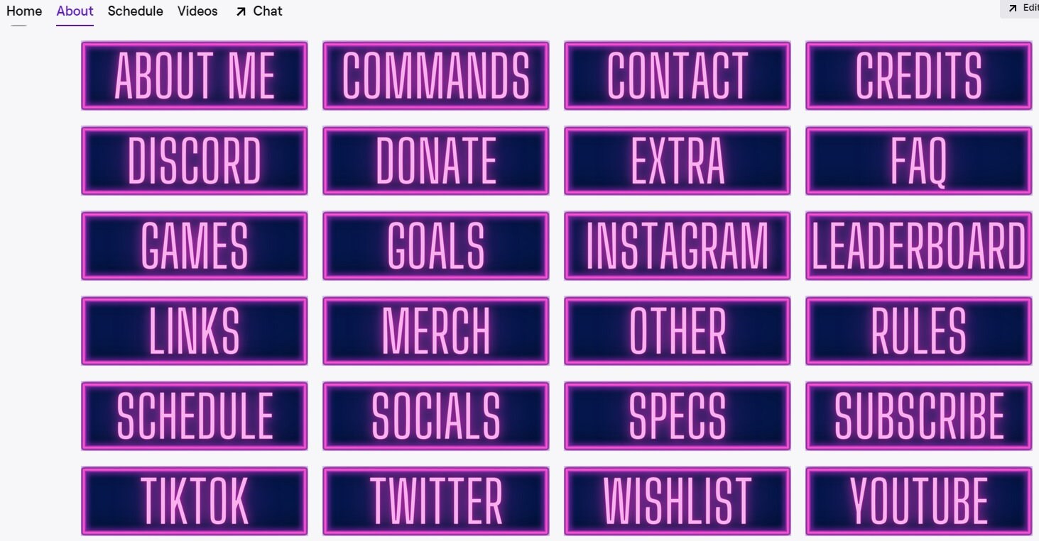 24x Twitch Panels Pack-pink Neon Panels, Cute Twitch Panels, Glow Neon ...