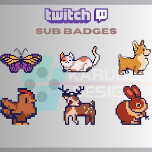 Animals Pixel Twitch Sub Badges, Pixel Badges, Cat Badges, Chicken ...