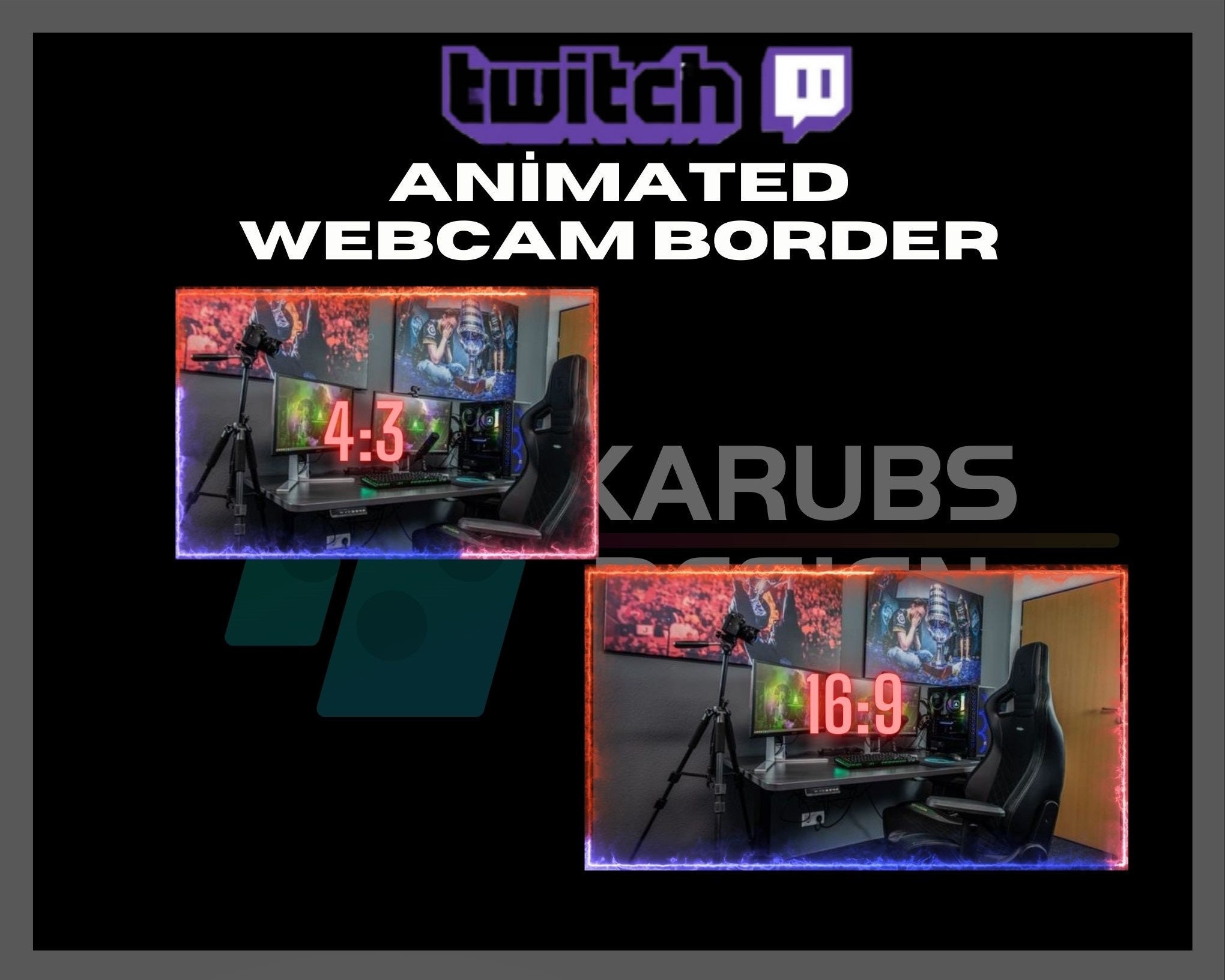 Animated Neon Border With Burning Effect, Red, Blue, Purple, Colourful ...