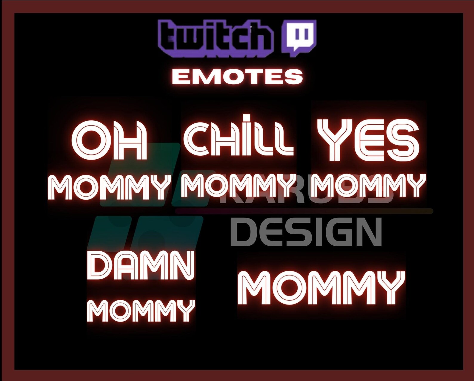 5 Twitch Emotes, Neon Mommy Emote, Neon Emote, Yes Mommy, Chill Mommy ...