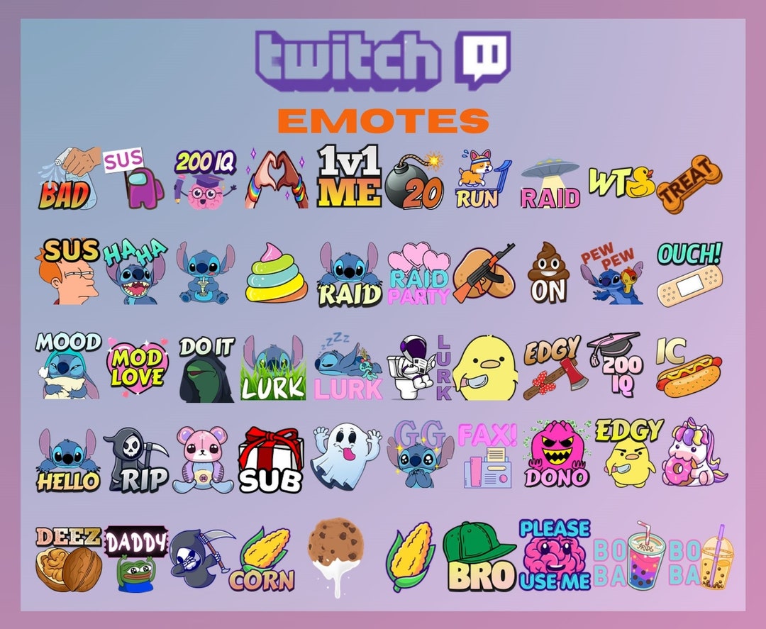 50 Twitch, Kick Emotes, Meme Emote, Pack, Funny Emote, Bundle, Cute ...