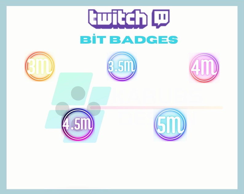 29x Rainbow Neon Twitch Bit Tier Badges, Bit Badges, Rainbow, Cute Bit ...
