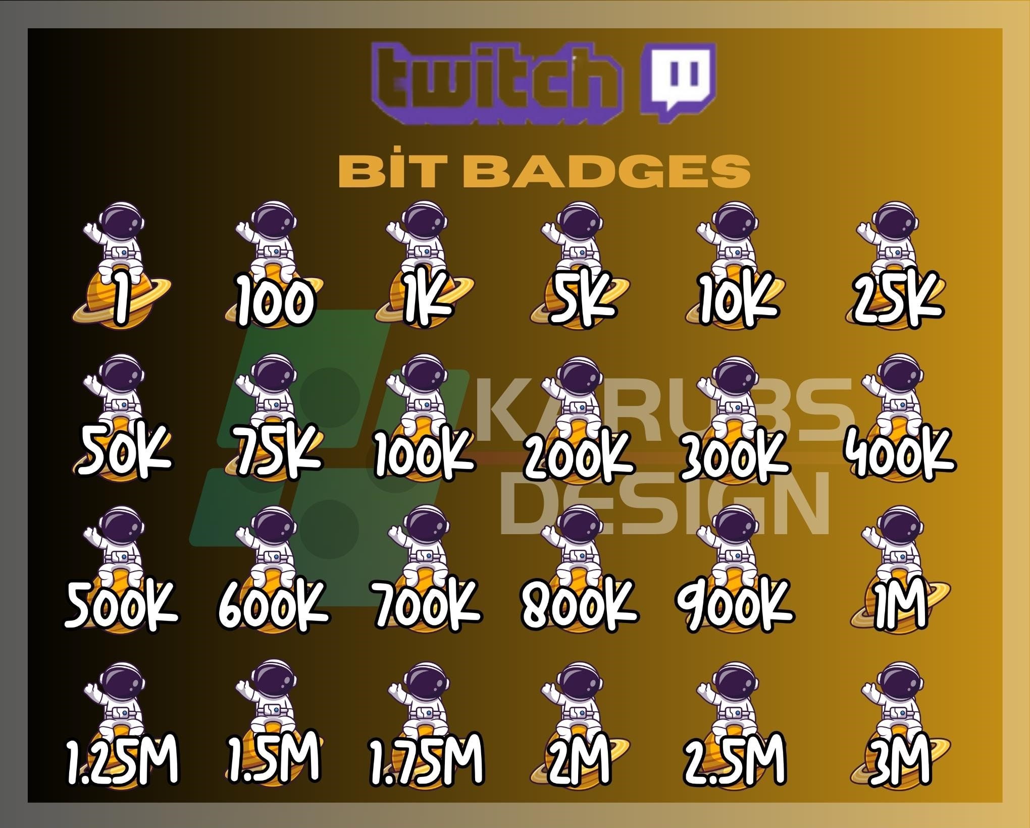 28x Astronaut Twitch Bit Tier Badges, Saturn Bit Badges, Planet Bit ...