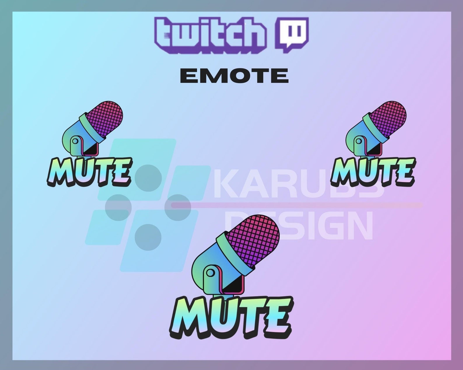 1 Twitch Emote, MUTE Microphone Emote, Mute Emote, Mute Stream, Mic ...
