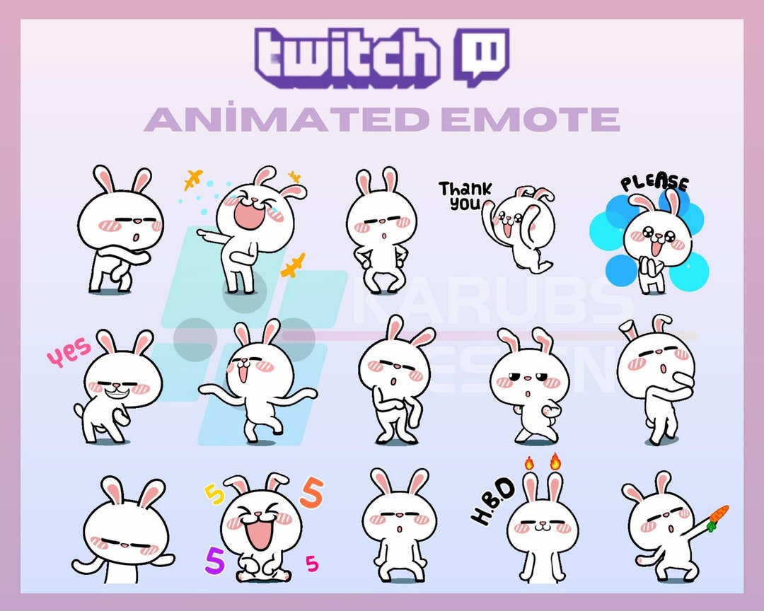 Animated Twitch, Kick Emote, Cute Bunny Animated Emote, Cute Chibi ...