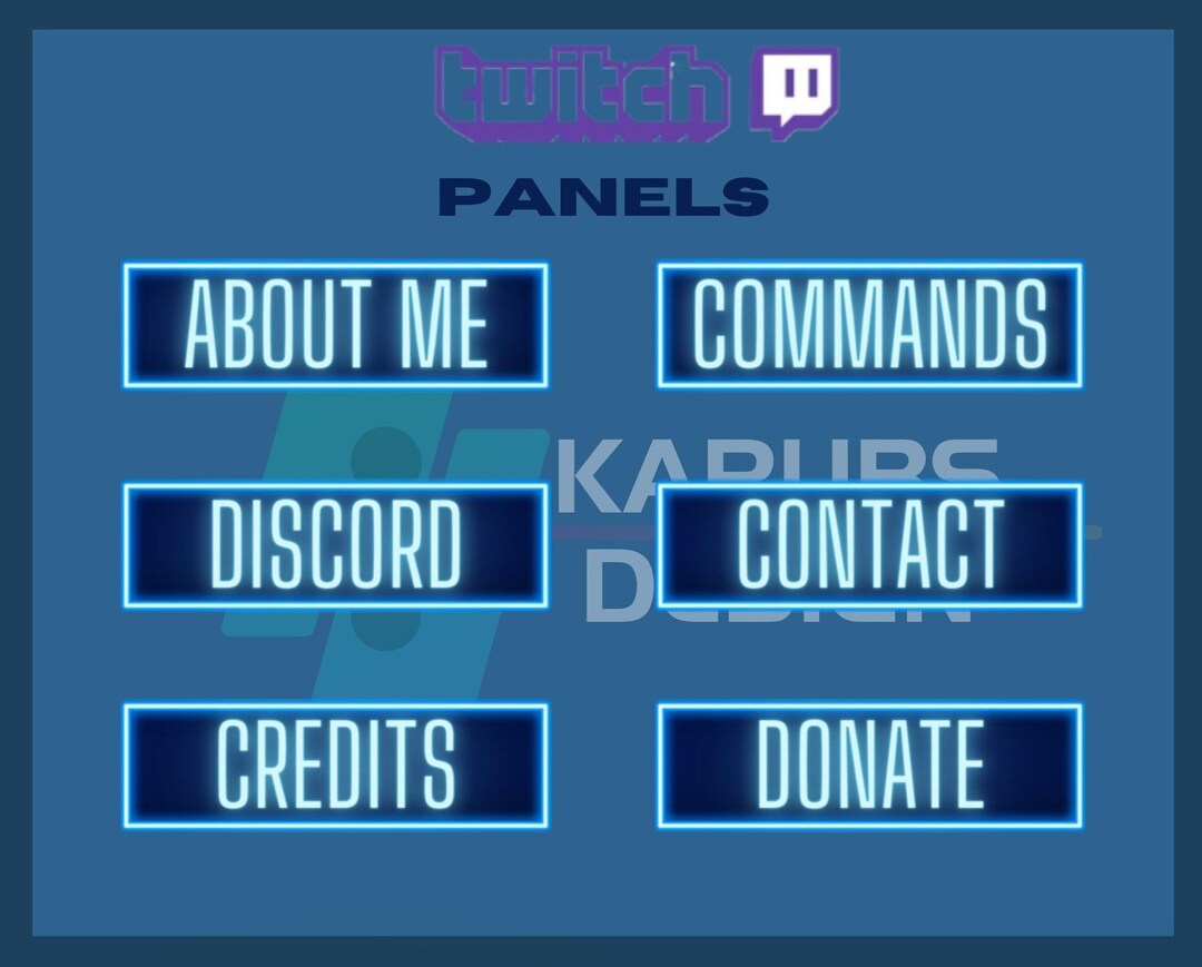 24x Twitch Panels Pack-blue Neon Panels, Cute Twitch Panels, Glow Neon ...