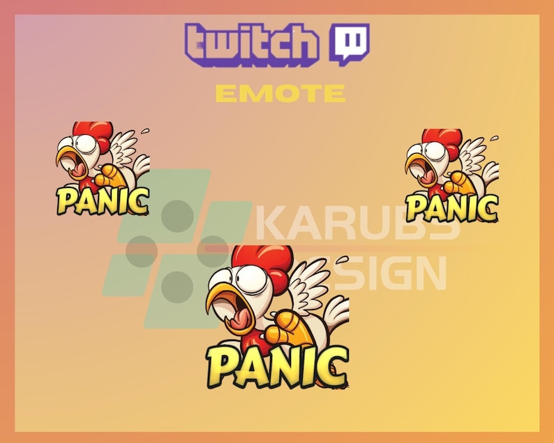 1 Twitch Emote, Panic Chicken Emote, Chicken, Panic Emote, Community ...
