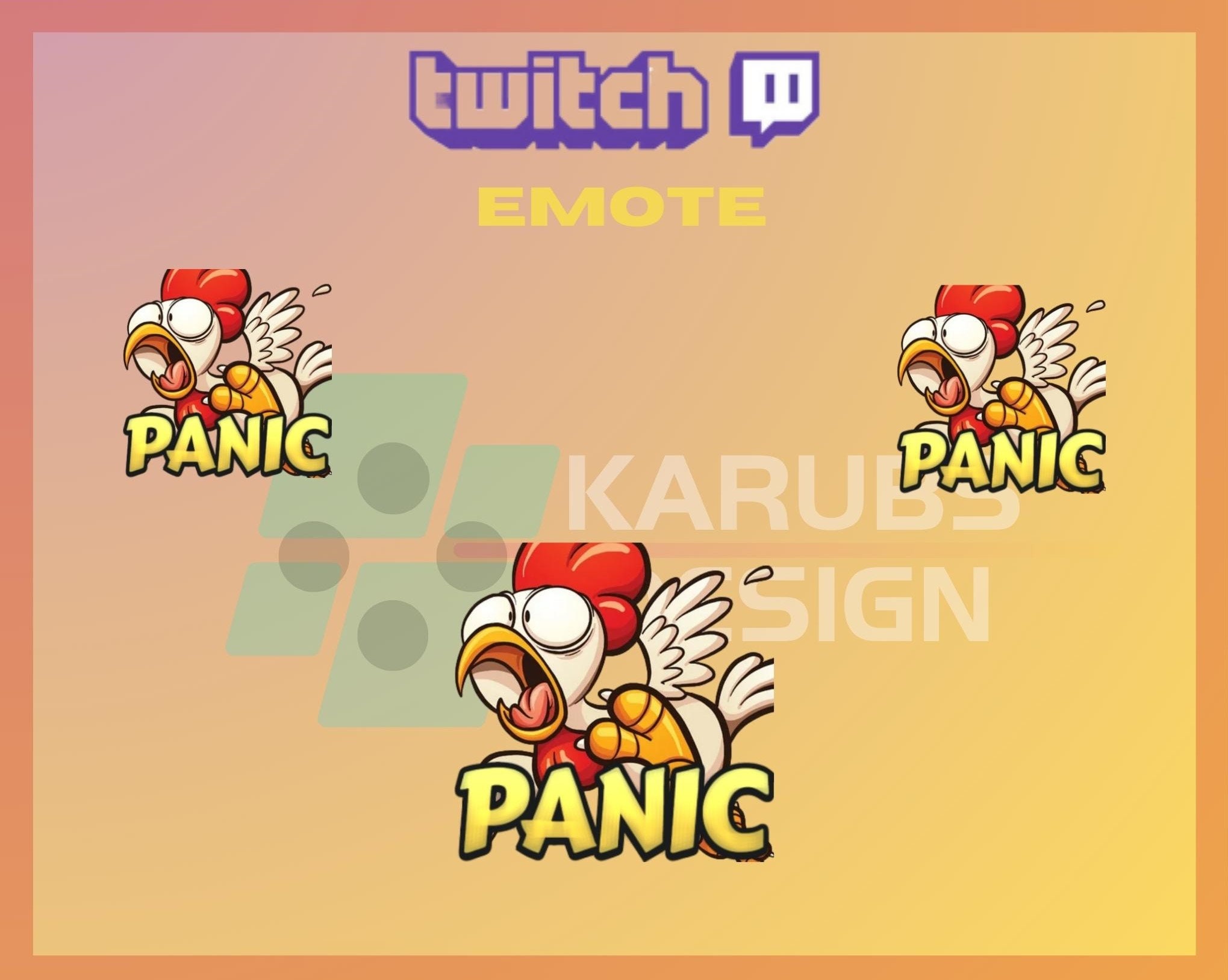1 Twitch Emote, Panic Chicken Emote, Chicken, Panic Emote, Community ...