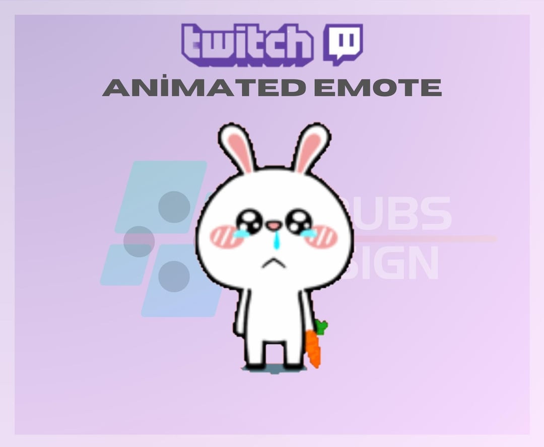Animated Twitch Emote, Sad Bunny Emote, Cry Emote, Cute Emote, Animal ...