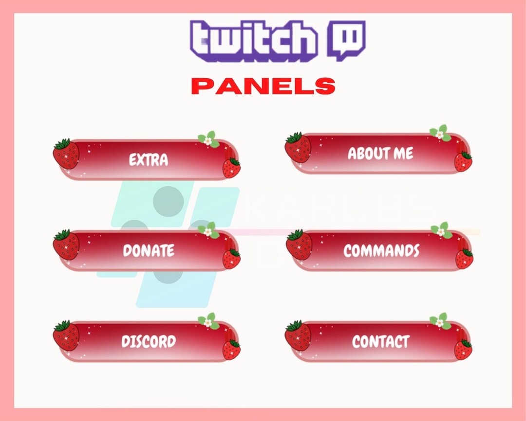24x Twitch Panel Pack - Cute Strawberry Fruit, Red, Fruit, Strawberry ...