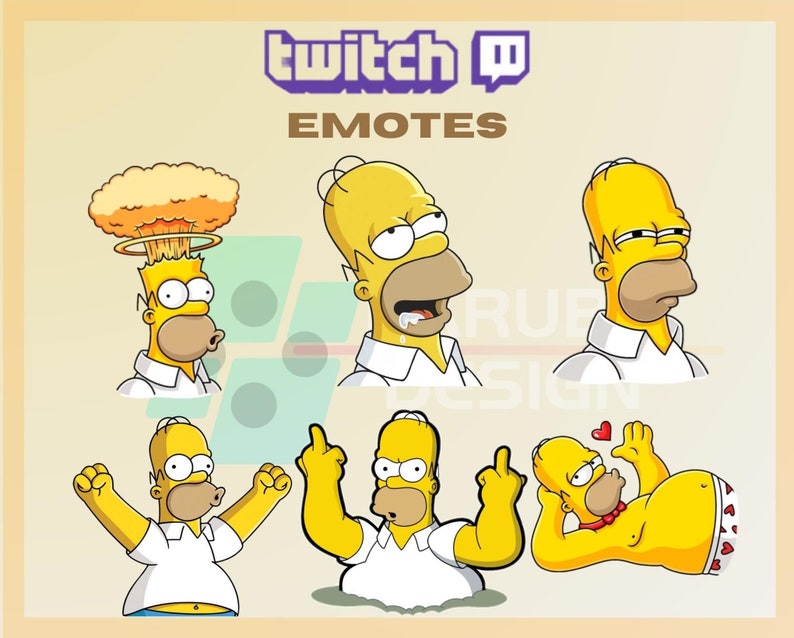 6 Twitch Emotes, Homer Simpson Emotes, Funny Homer Emote, Emote Pack ...