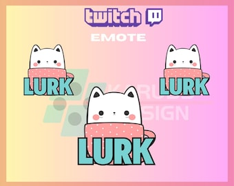 1 Twitch Emote, Lurk Cat Emote, Cute Emote, Kawaii Emote, Teacup Cat ...