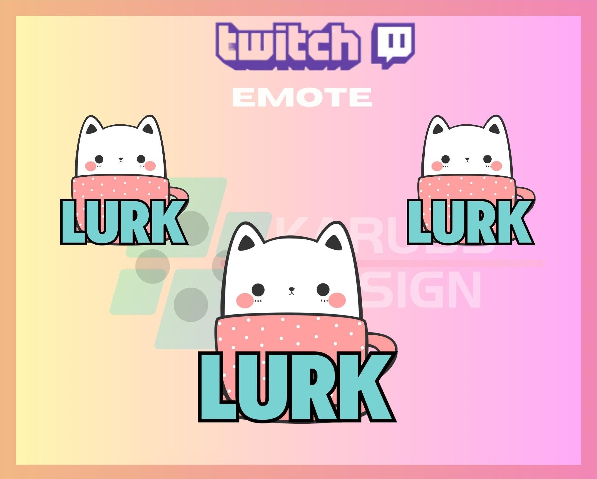1 Twitch Emote Lurk Cat Emote Cute Emote Kawaii Emote - Etsy