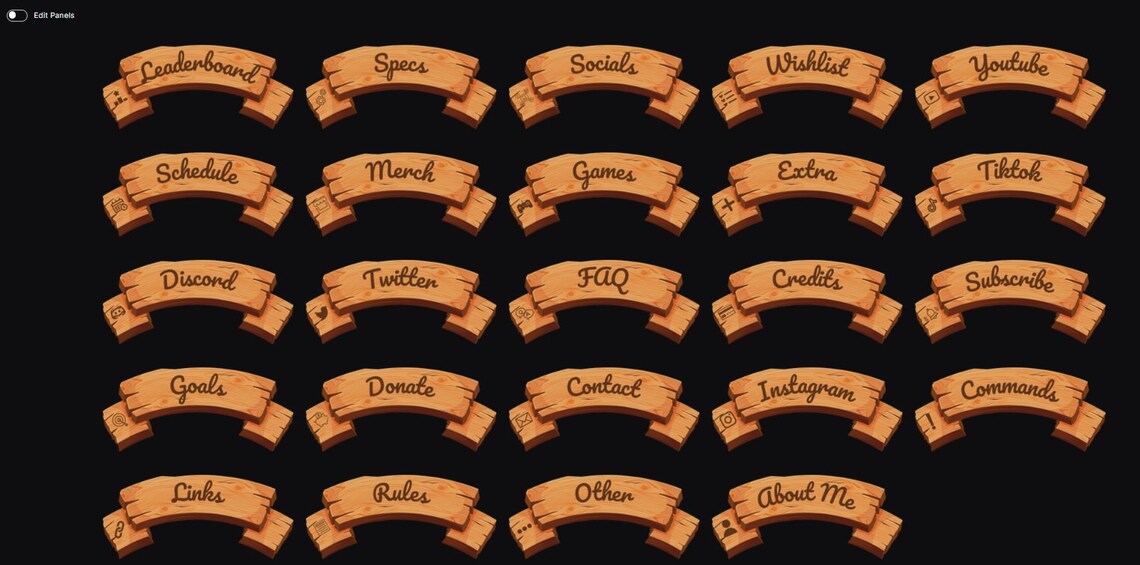 24x Twitch Panels Pack-wooden Banner, İcons, Wooden Background,twitch ...