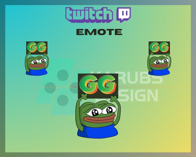 1 Twitch Emote, Frog GG Emote, Cute Frog Emote, Green Frog Emote, GG ...