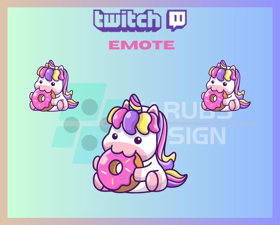 1 Twitch Emote, Unicorn Eating Donut Emote, Lindo Unicorn Emote, Donut ...