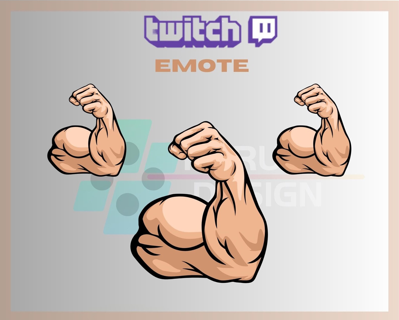 2 Twitch Emote, 2 Bicep Flex Emotes, Muscle, Left Bicep Flex, Right ...