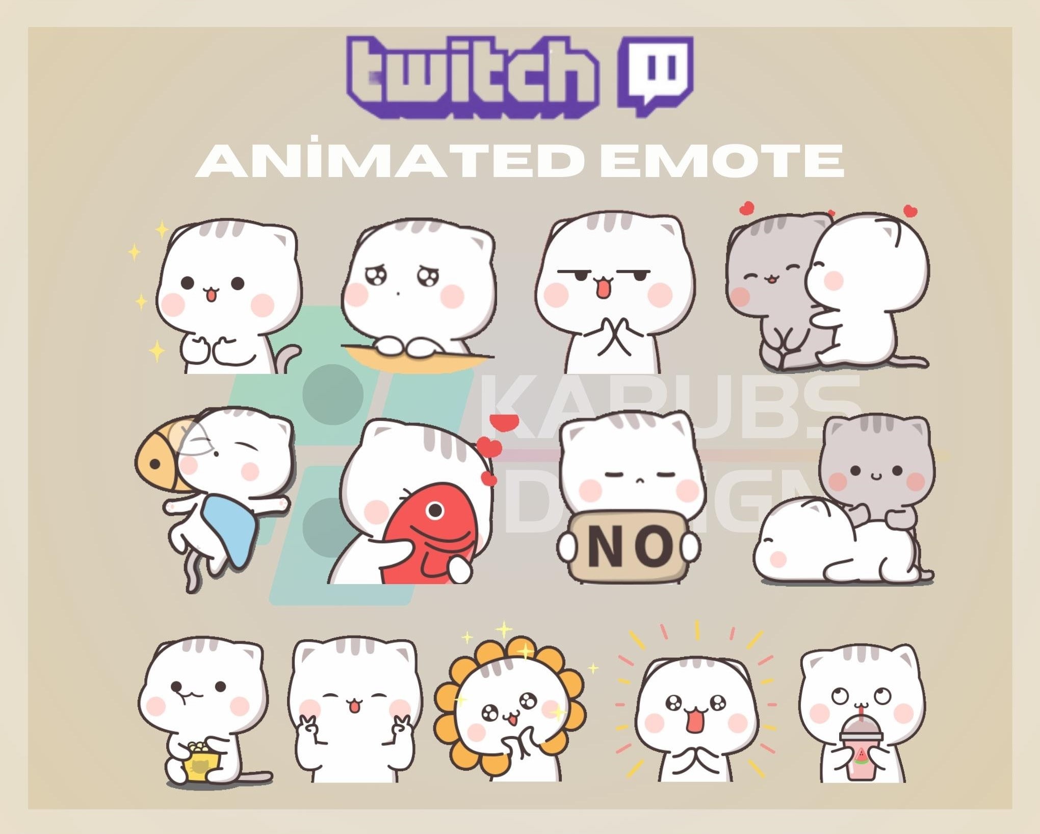 Emote de Twitch animado Emote de gato lindo Emote de gatito - Etsy México