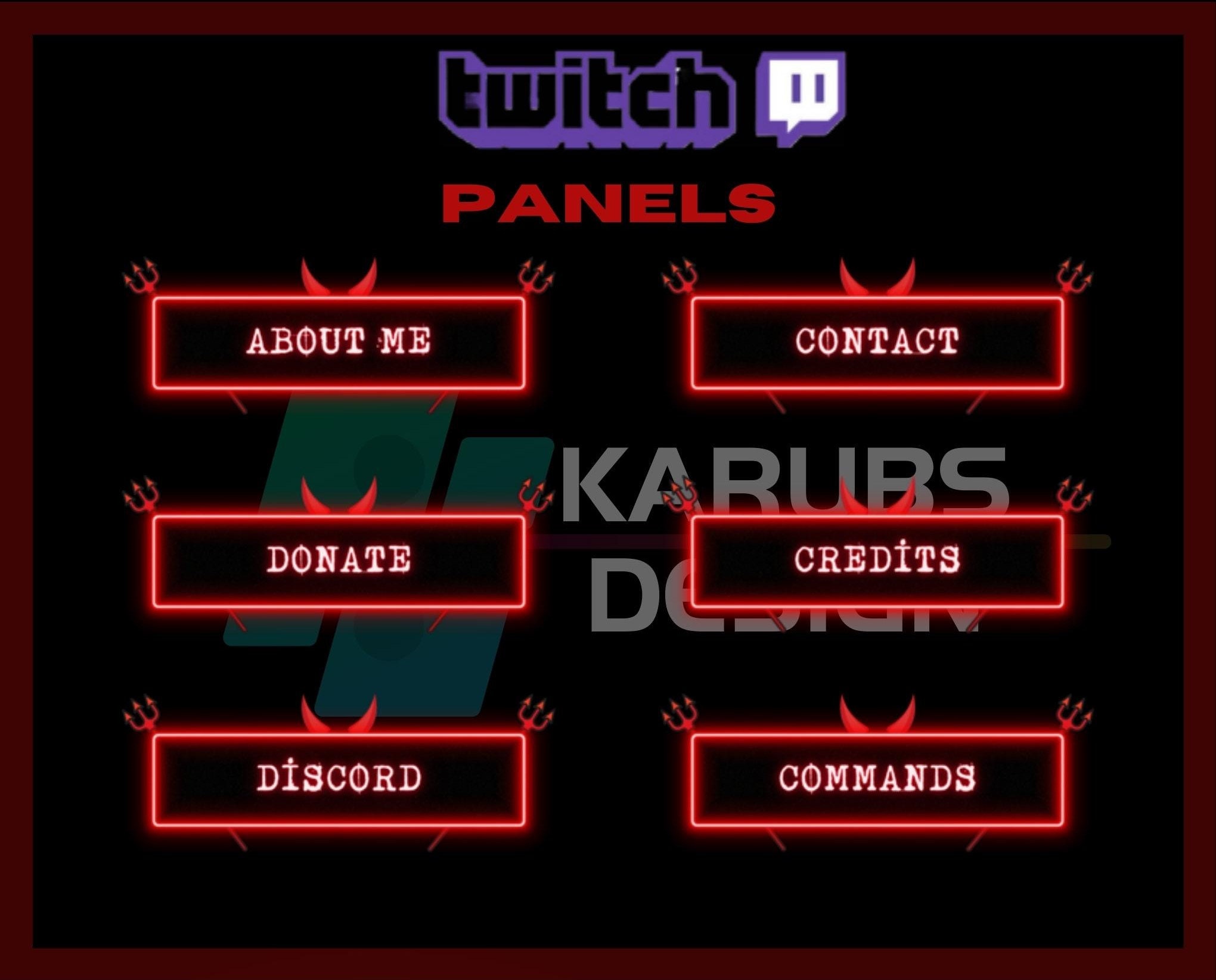 24x Twitch Panels Pack-red Neon Devil Twitch Panels, Hell Demons, About ...