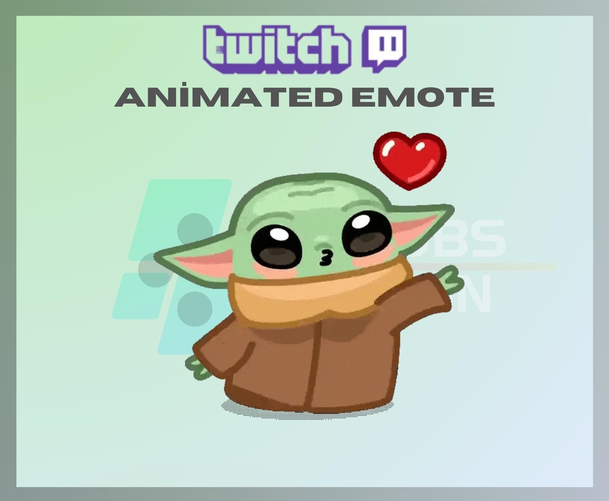 Animated Twitch Emote, Baby Yoda Love Emote, Kiss Emote, Heart Emote ...