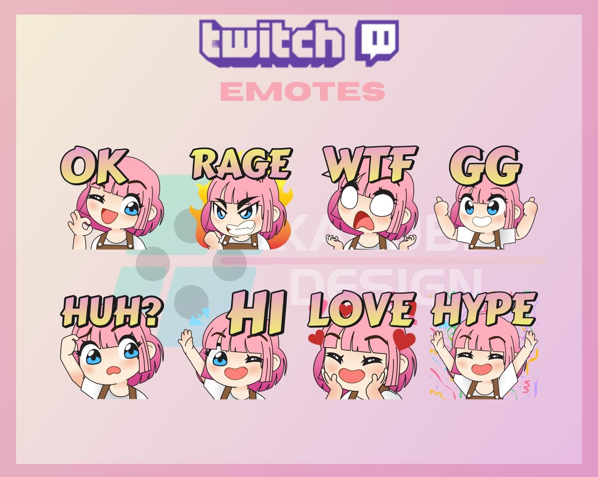 8 Twitch Emotes, Cute Anime Girl Emote, Kawaii Anime Girl, Anime Emote ...