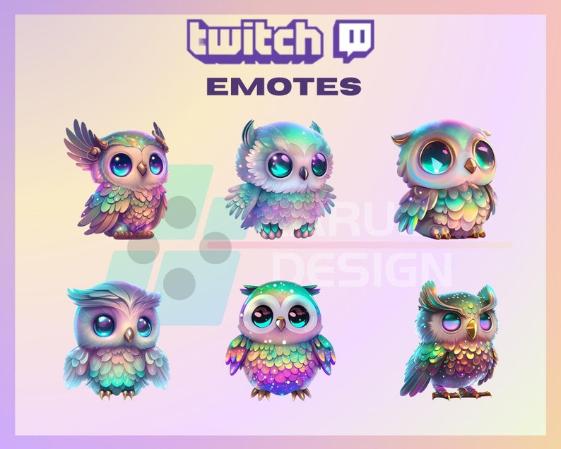 6 Twitch Emotes, Cute Owl Emote, Animal Emote, Cute Bird Emote ...