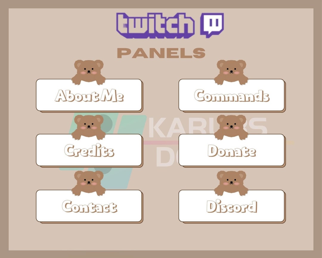 24x Twitch Panels Pack - Brown Bear Panels, Kawaii, Aesthetic, Baby ...