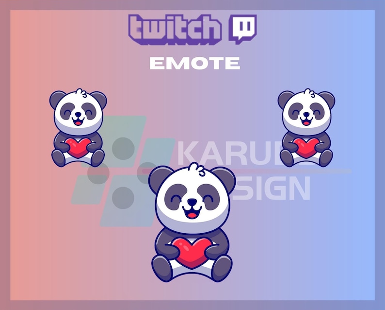 1 Twitch Emote, Panda With Heart Emote, Animal Emote, Kawaii Emote ...