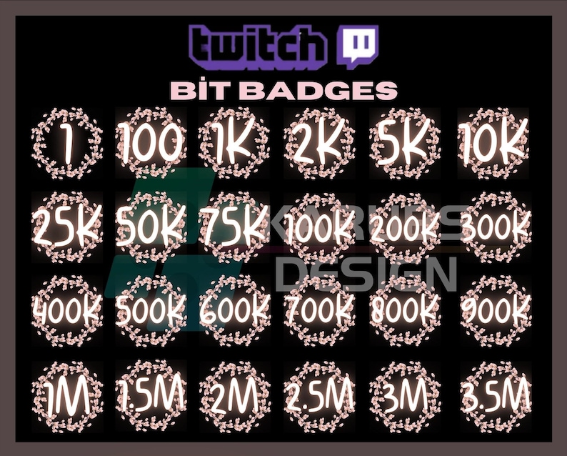 27x Cute Floral Twitch Bit Tier Badges, Floral Bit Badges, Twitch Bit ...