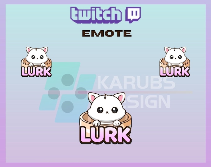 1 Twitch, Kick Emote, Cat in Teacup Lurk Emote, Cat Emote, Lurk Emote ...