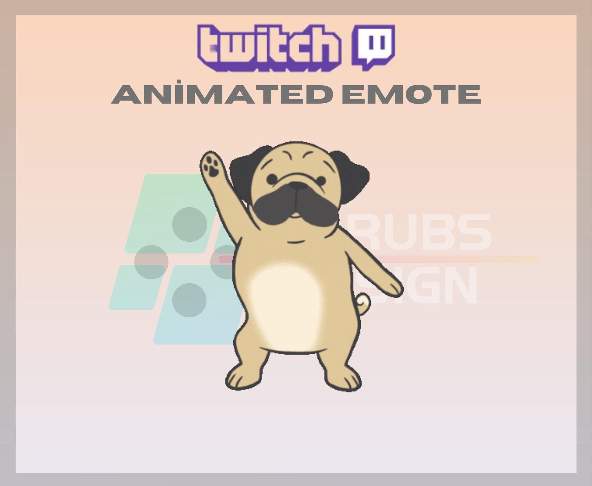 Animated Twitch Emote, Cute Pug Emote, Hi Emote, Bye Emote, Animal ...