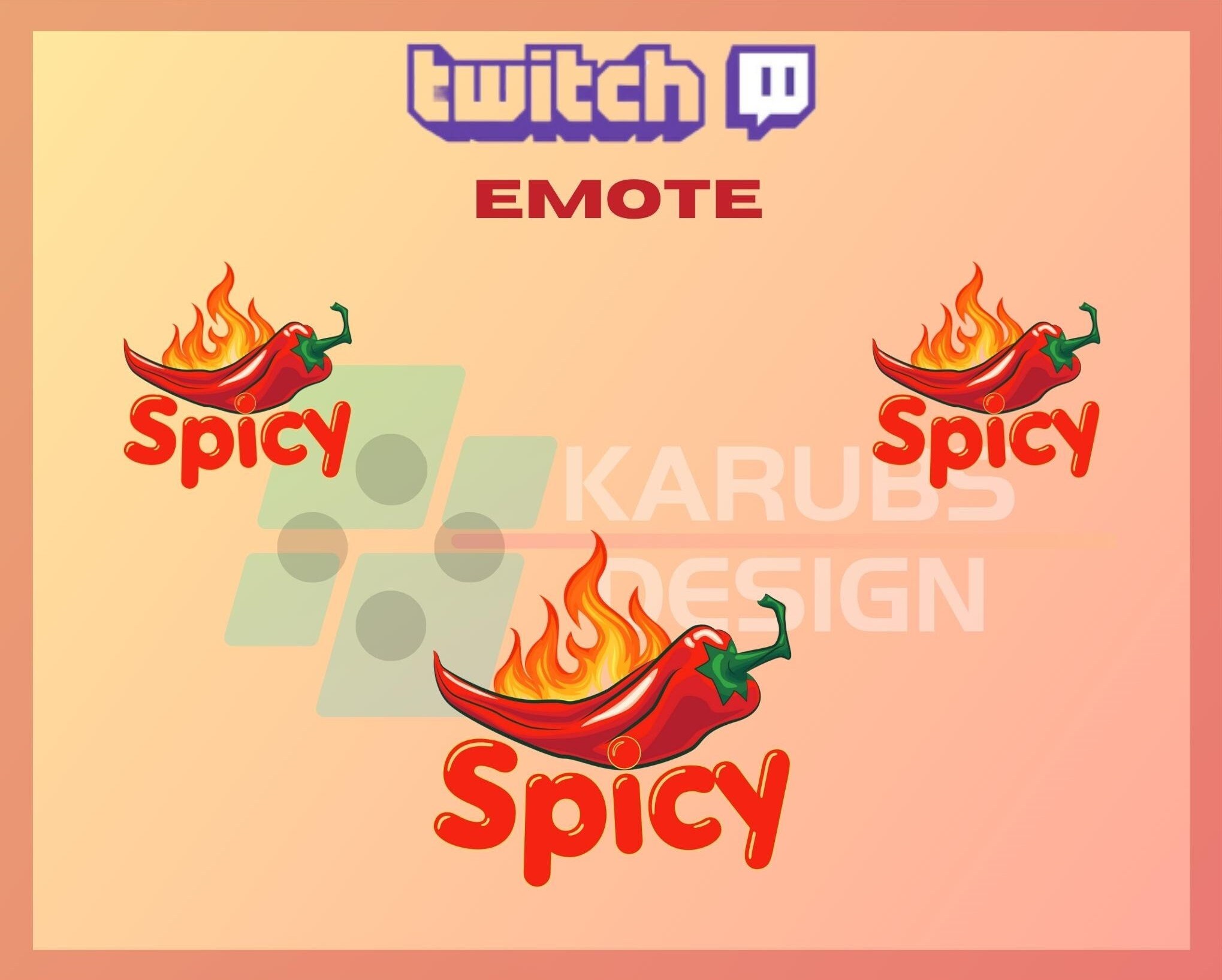 1 Twitch Emote, Spicy Pepper Emote, Spicy Hot Emote, Spicy Emote, Spice ...