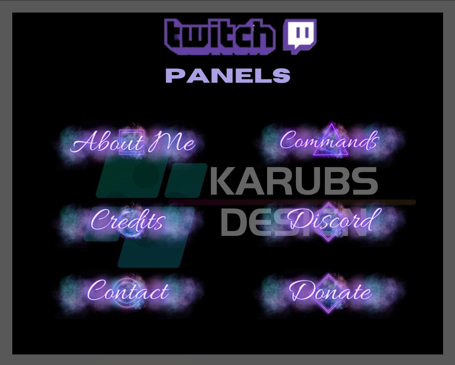 24x Twitch Panels Pack - Neon Nebula Panels,planet,galaxy,sky,geometric,purple,for Streamers ...