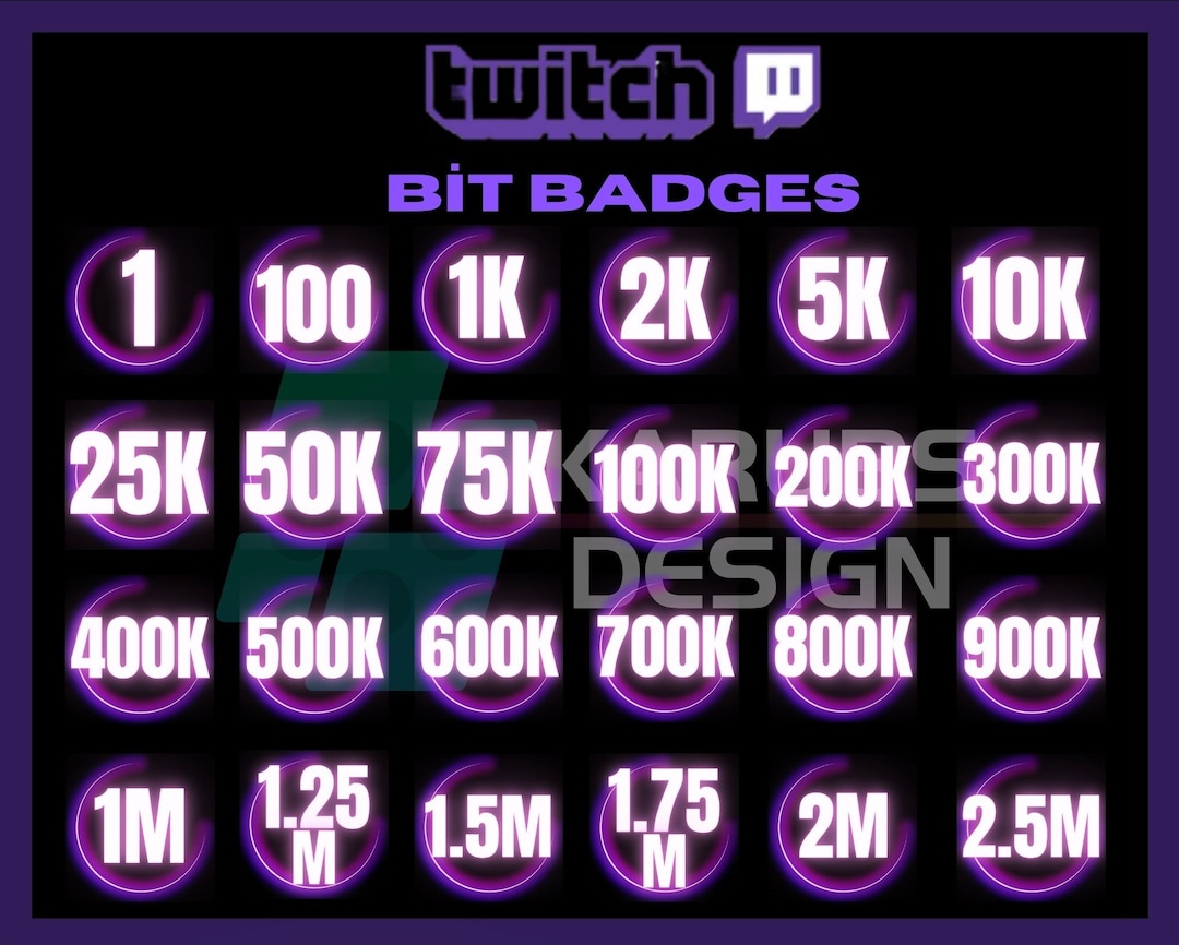 29x Neon Purple Twitch Bit Tier Badges, Bit Badges, Neon Purple,cute ...