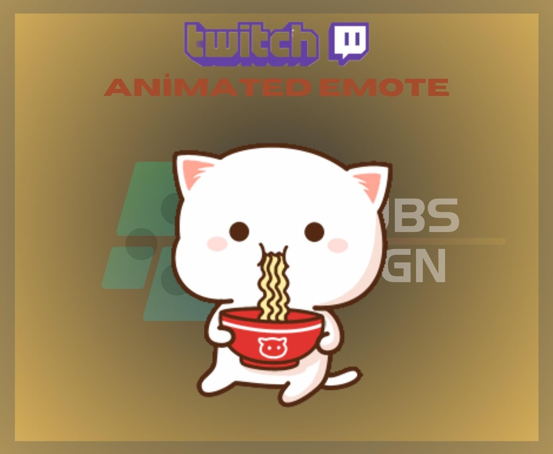 Animated Twitch, Kick Emote, Cat Eating Emote, Cute Cat Emote, Noodles ...