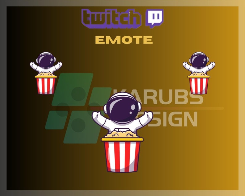 1 Twitch Emotes, Astronaut Popcorn Emote, Popcorn Emote, Cute Emote ...