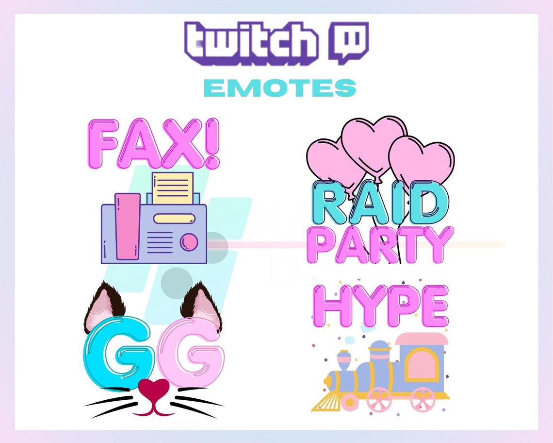 4 Twitch Emotes, Cute Emote Pack, GG Emote, Raid Party Emote, Hype ...