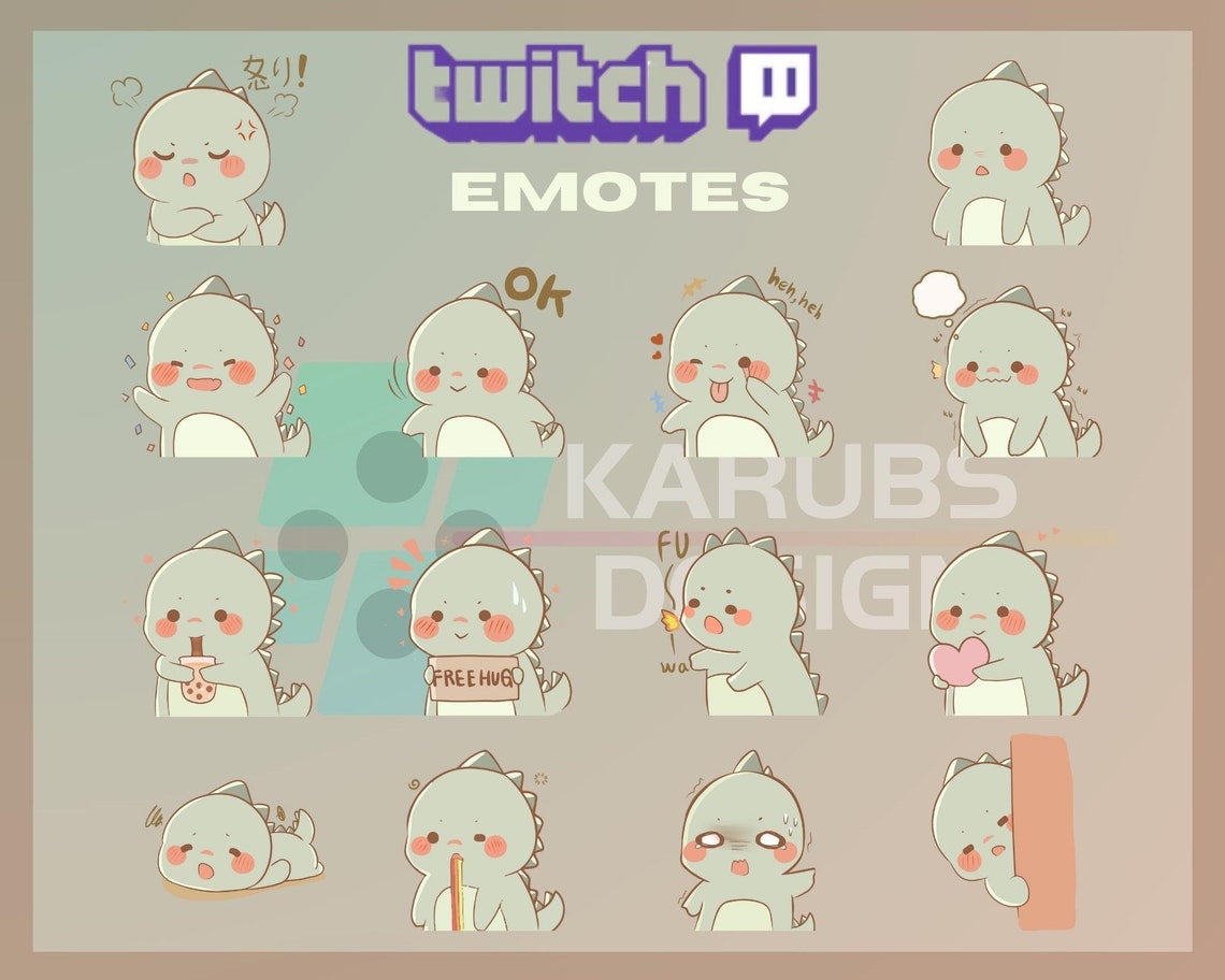 14 Twitch Emotes, Cute Dinosaur Emote, Hi Emote, Ok Emote, Animal Emote ...