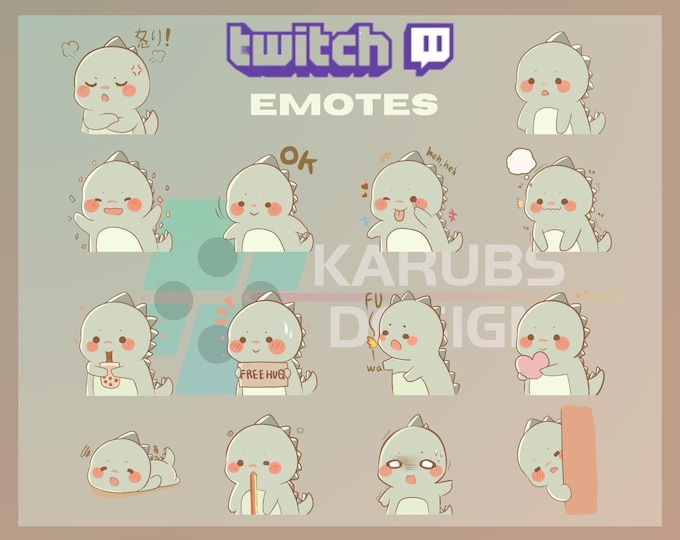 KAWAII DINO Dinosaur Twitch Streamer Panels / Buttons X10 PACKAGE ...