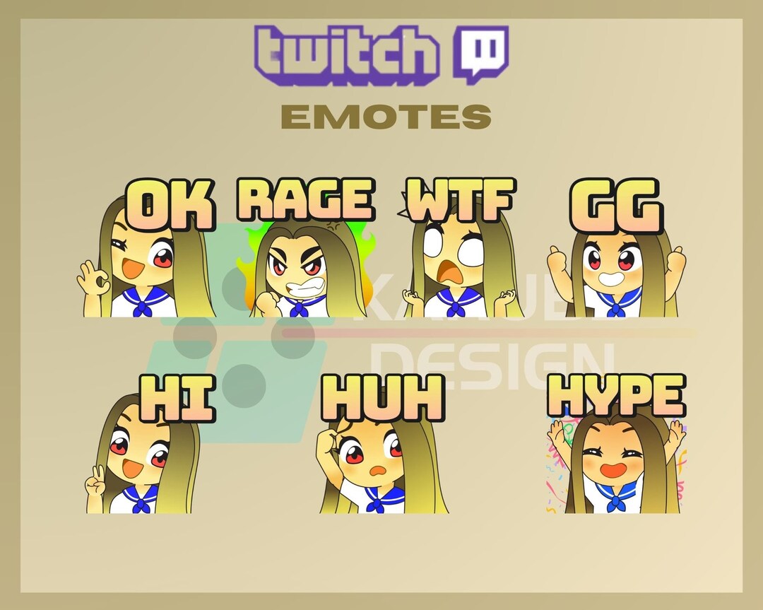 7 Twitch Emotes, Cute Anime Girl Emote, Yellow Hair Emote, Anime Emote ...