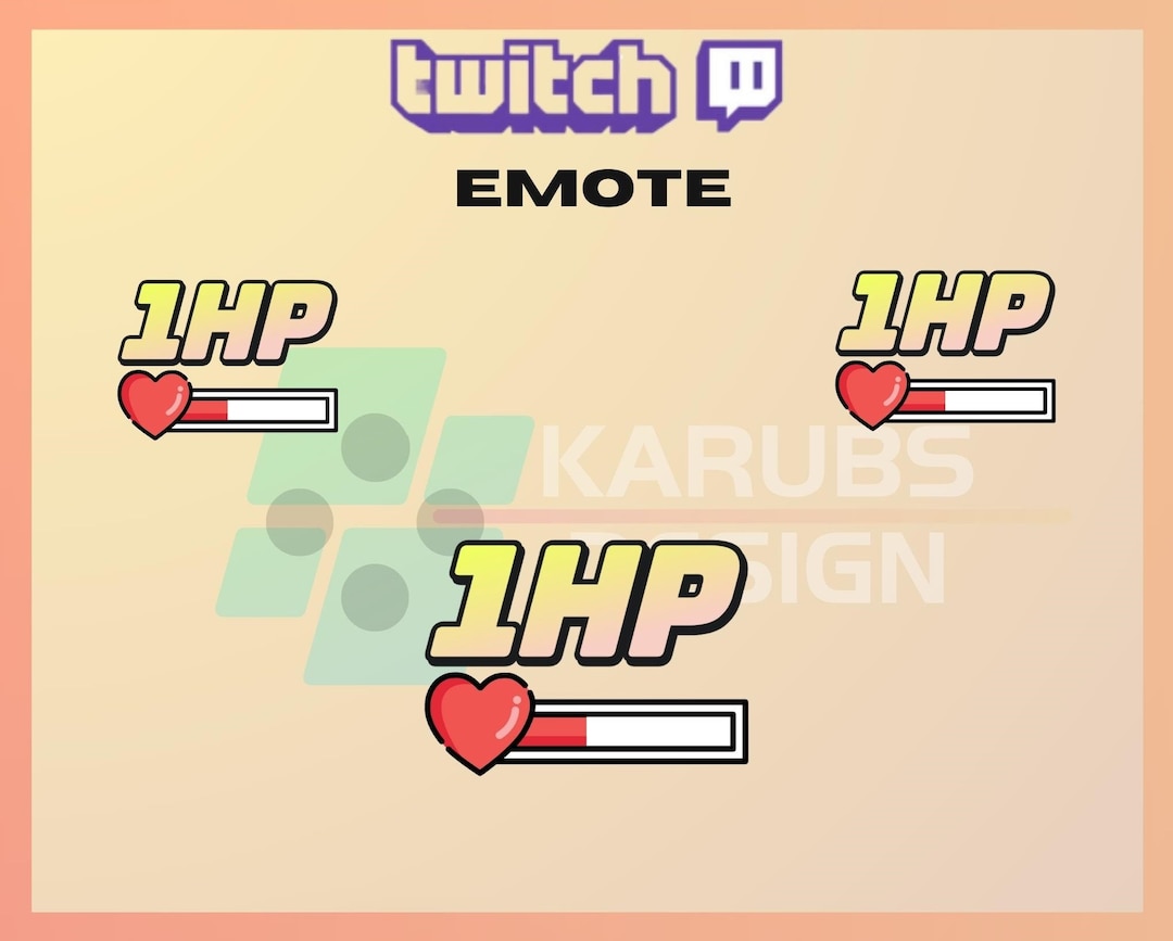 1 Twitch Emote, 1HP Life Emote, 1 Percent Life, 1hp Heart Emote, Kawaii ...