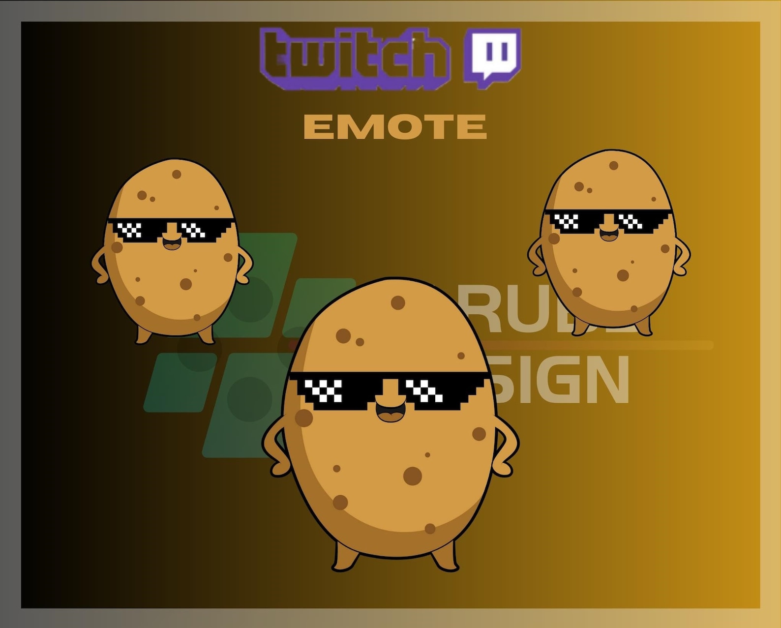 1 Twitch Emotes, Potatoes Emote, Cool Emote, Cute Emote, Potato Glasses ...
