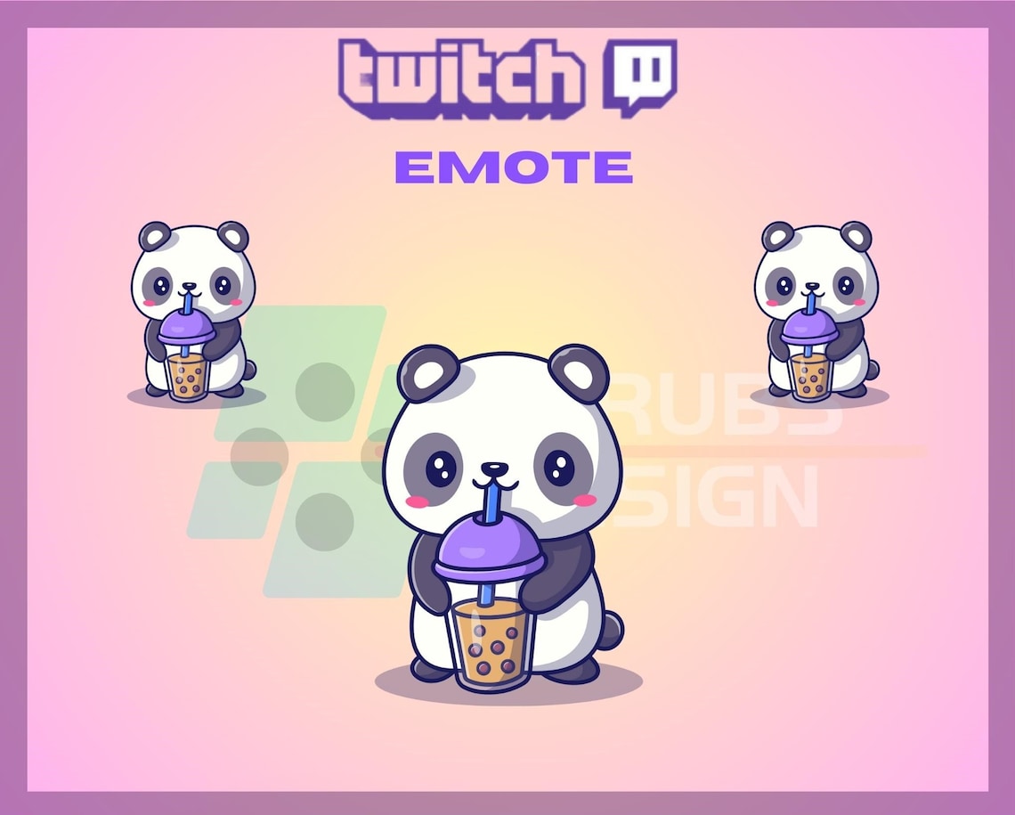 1 Twitch Emote, Boba Emote, Cute Panda, Kawaii Panda,animal Emote ...