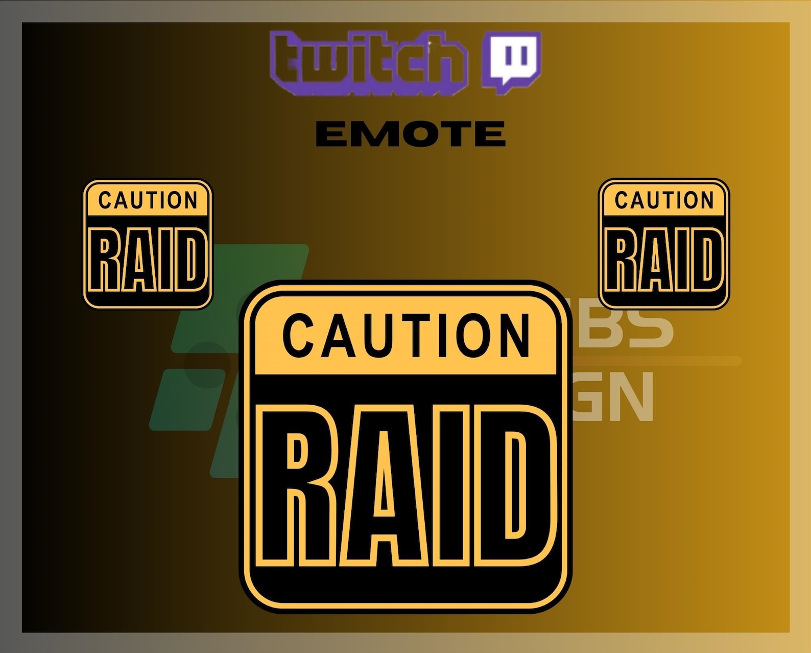 1 Twitch Emote, Caution RAID Emote, Community Emote, Discord Emote ...