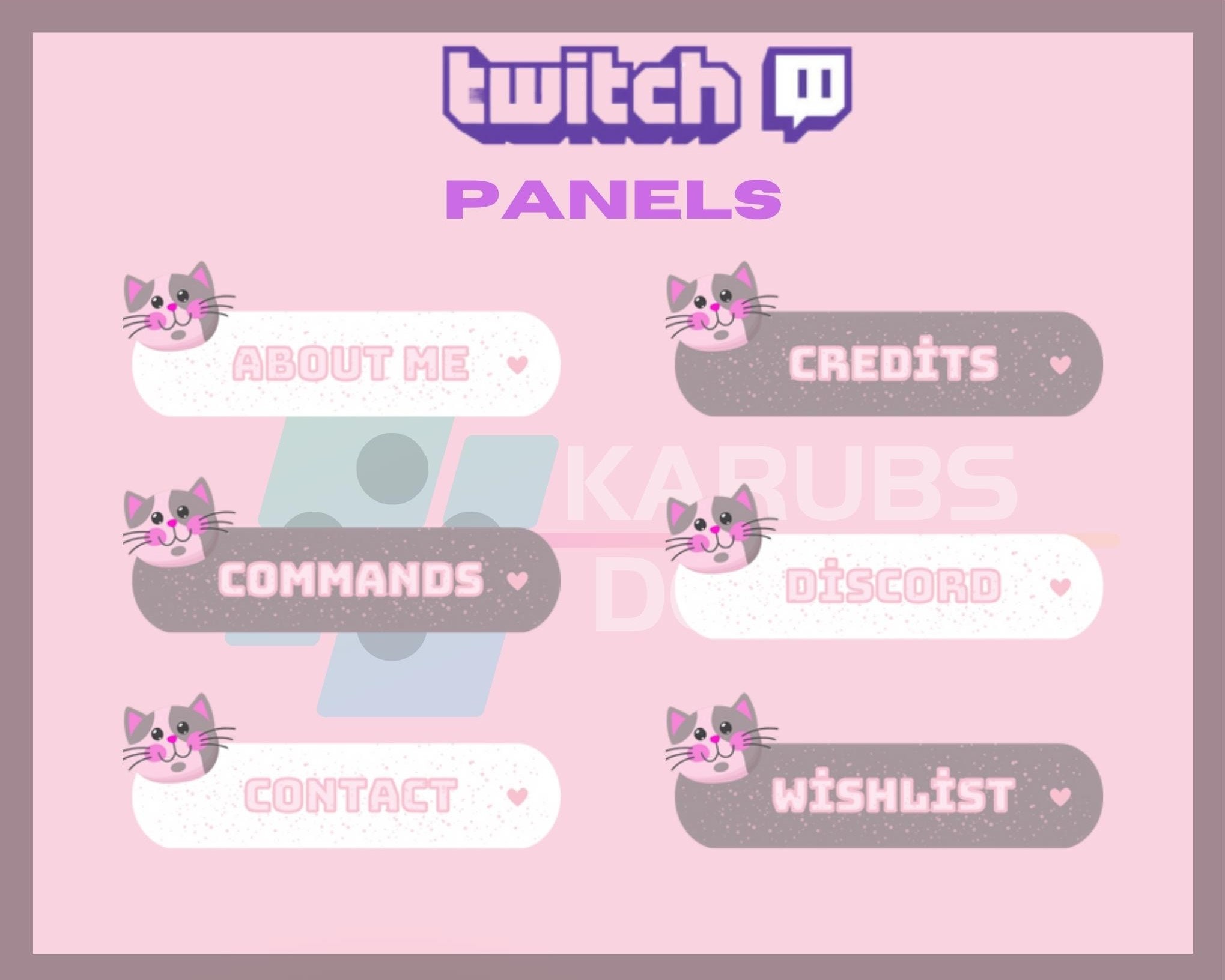 24x Twitch Panels Pack Kawaii Cat, Cute Cat, White/brown/pink, Kitten ...