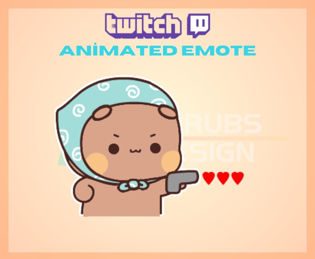 Animated Twitch Emote, Bear Gun Emote, Cute Emote, Animal Emote, Heart ...