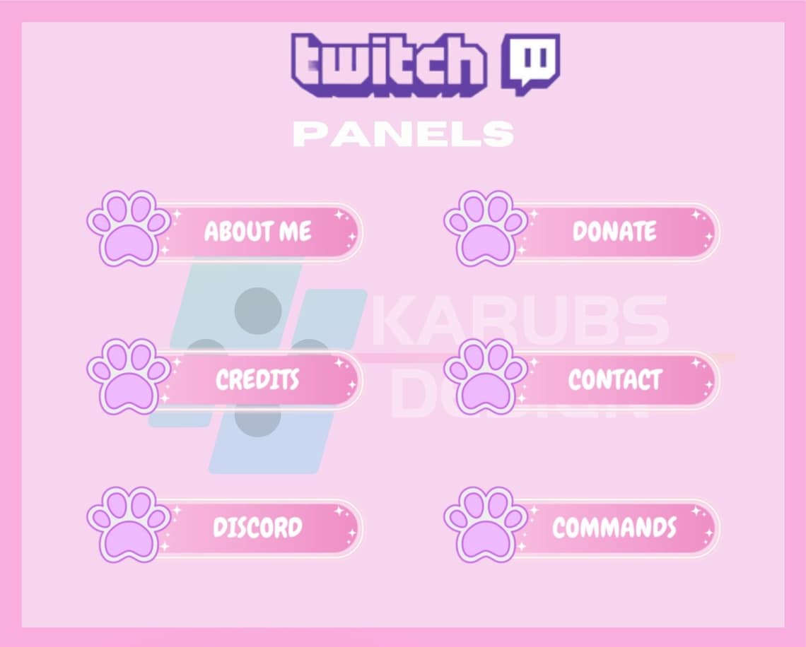 24x Twitch Panels Pack cute Pink Paw Panels Kawaii Panels - Etsy