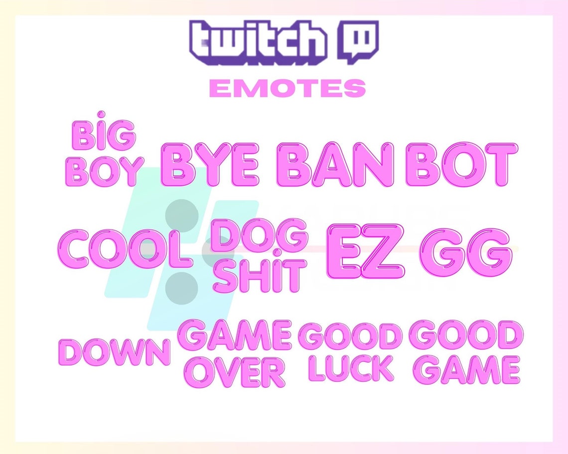 28 Twitch Emotes, Pink Text Emote, Emote Bundle, Bubble Letter Emote ...