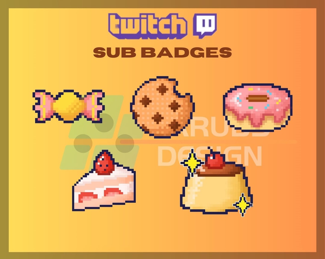 PASTRY Pixel Twitch Sub Badges, Pixel Badges, Donut Badges, Cake Badges ...