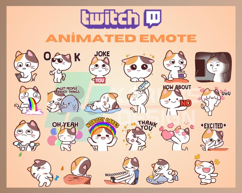 Emote de patada animado para Twitch, Emote de gato lindo, Emote ...